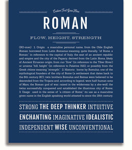 Roman Personalized Name Meaning Art Prints – Name Stories