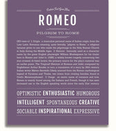 Romeo Personalized Name Meaning Art Prints – Name Stories