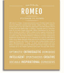 Romeo Personalized Name Meaning Art Prints – Name Stories