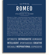 Romeo Personalized Name Meaning Art Prints – Name Stories