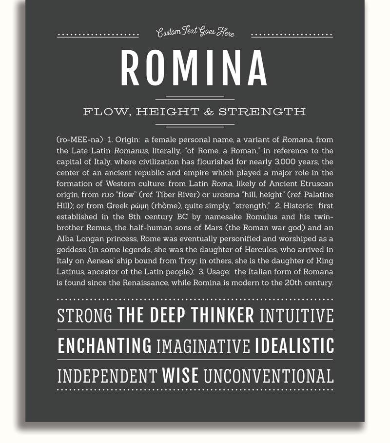 Romina Personalized Name Meaning Art Prints – Name Stories