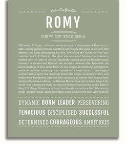 Romy Personalized Name Meaning Art Prints – Name Stories