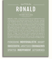 Ronald Personalized Name Meaning Art Prints – Name Stories
