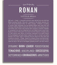 Ronan Personalized Name Meaning Art Prints – Name Stories