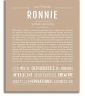 Ronnie Personalized Name Meaning Art Prints – Name Stories