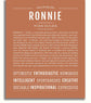 Ronnie Personalized Name Meaning Art Prints – Name Stories