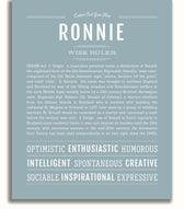 Ronnie Personalized Name Meaning Art Prints – Name Stories