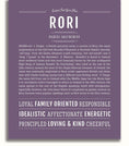 Rori Personalized Name Meaning Art Prints – Name Stories