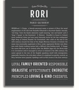 Rori Personalized Name Meaning Art Prints – Name Stories