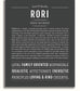 Rori Personalized Name Meaning Art Prints – Name Stories