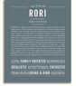 Rori Personalized Name Meaning Art Prints – Name Stories