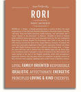 Rori Personalized Name Meaning Art Prints – Name Stories