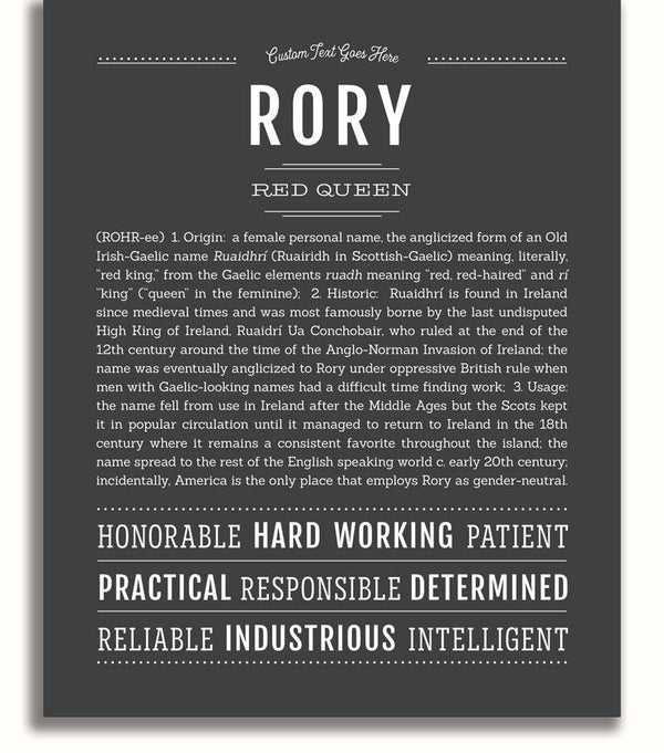 Rory (female) | Name Art Print - Personalized Custom Gifts – Name Stories