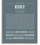 Rory Personalized Name Meaning Art Prints – Name Stories