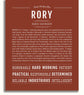 Rory Personalized Name Meaning Art Prints – Name Stories
