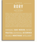 Rory Personalized Name Meaning Art Prints – Name Stories