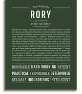 Rory Personalized Name Meaning Art Prints – Name Stories