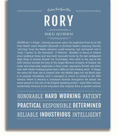 Rory Personalized Name Meaning Art Prints – Name Stories