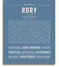 Rory Personalized Name Meaning Art Prints – Name Stories