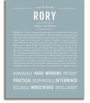 Rory Personalized Name Meaning Art Prints – Name Stories