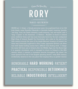 Rory Personalized Name Meaning Art Prints – Name Stories