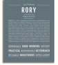 Rory Personalized Name Meaning Art Prints – Name Stories