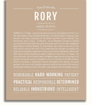 Rory Personalized Name Meaning Art Prints – Name Stories