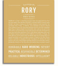 Rory Personalized Name Meaning Art Prints – Name Stories