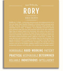 Rory Personalized Name Meaning Art Prints – Name Stories