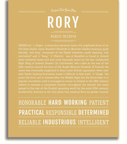 Rory Personalized Name Meaning Art Prints – Name Stories