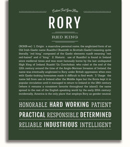 Rory Personalized Name Meaning Art Prints – Name Stories