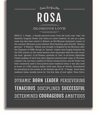 Rosa Personalized Name Meaning Art Prints – Name Stories