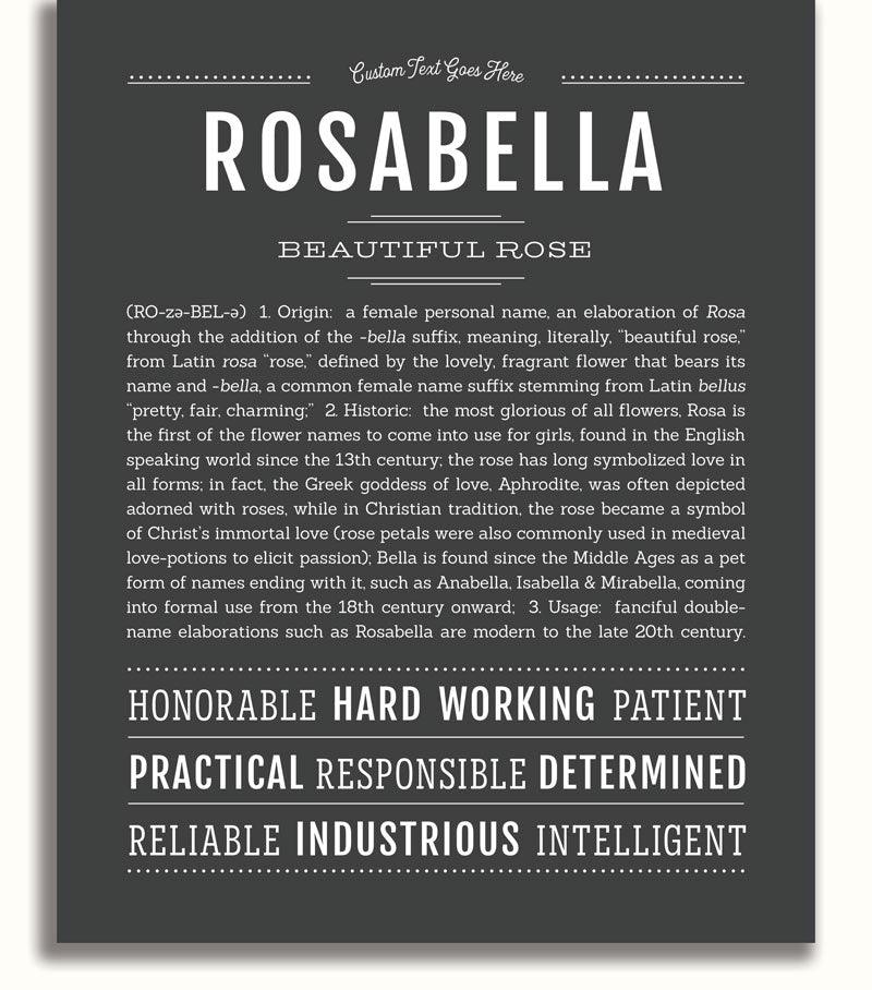 Rosabella Personalized Name Meaning Art Prints – Name Stories