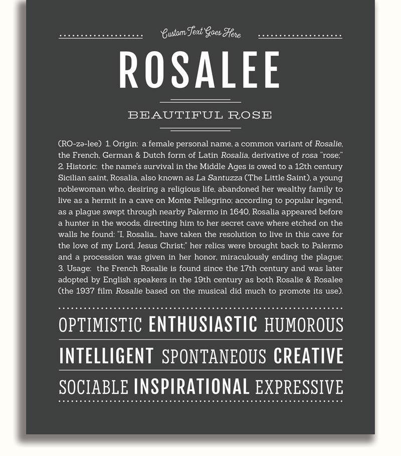 Rosalee Personalized Name Meaning Art Prints – Name Stories