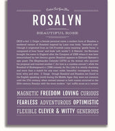 Rosalyn Personalized Name Meaning Art Prints – Name Stories