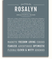 Rosalyn Personalized Name Meaning Art Prints – Name Stories