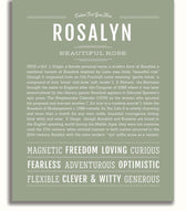Rosalyn Personalized Name Meaning Art Prints – Name Stories