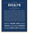 Rosalyn Personalized Name Meaning Art Prints – Name Stories