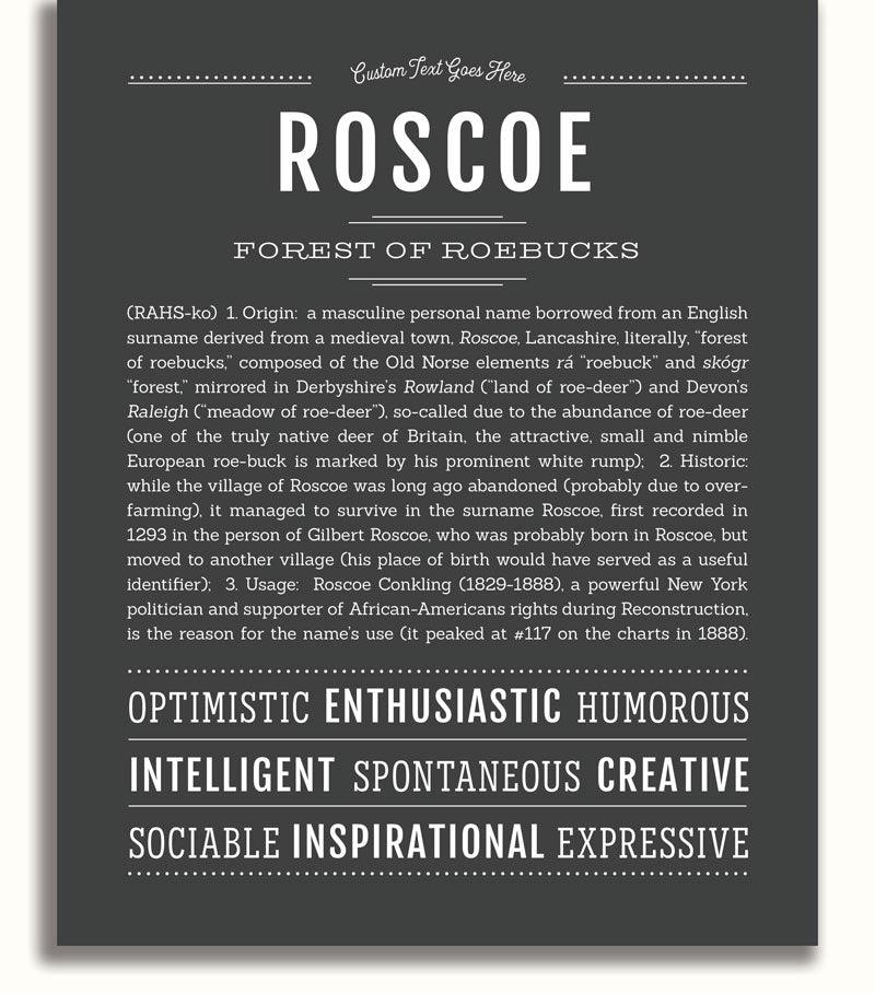 Roscoe Personalized Name Meaning Art Prints – Name Stories