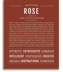 Rose Personalized Name Meaning Art Prints – Name Stories