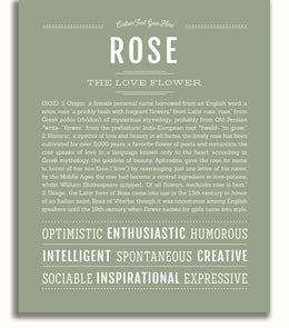 Rose Personalized Name Meaning Art Prints – Name Stories
