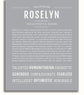 Roselyn Personalized Name Meaning Art Prints – Name Stories