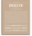 Roselyn Personalized Name Meaning Art Prints – Name Stories