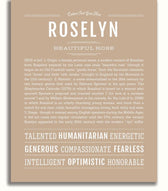 Roselyn Personalized Name Meaning Art Prints – Name Stories