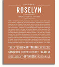 Roselyn Personalized Name Meaning Art Prints – Name Stories