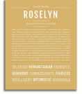 Roselyn Personalized Name Meaning Art Prints – Name Stories