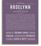 Roselynn Personalized Name Meaning Art Prints – Name Stories