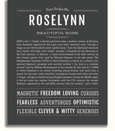 Roselynn Personalized Name Meaning Art Prints – Name Stories