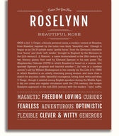 Roselynn Personalized Name Meaning Art Prints – Name Stories