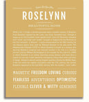 Roselynn Personalized Name Meaning Art Prints – Name Stories